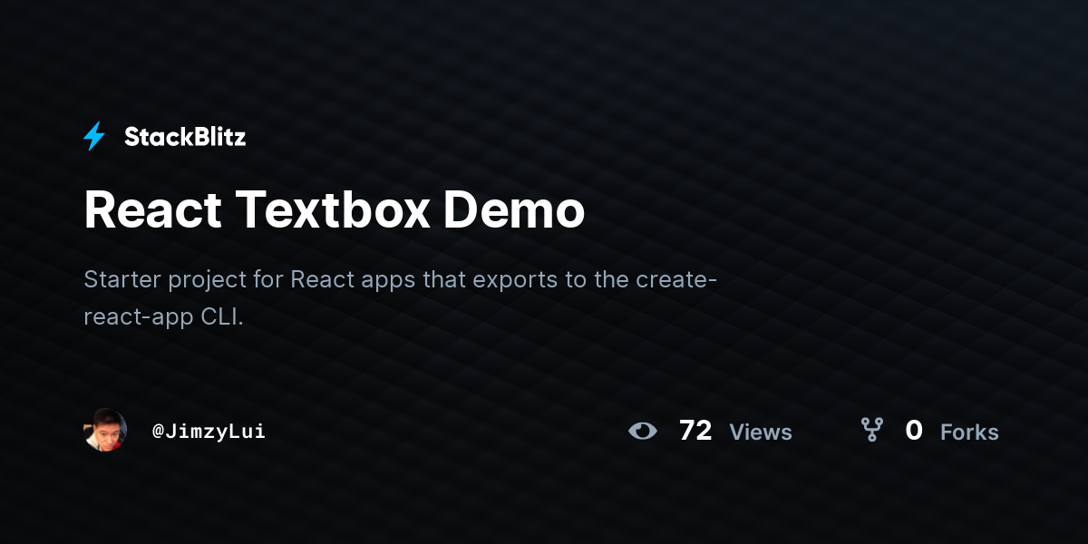 React Textbox Demo - StackBlitz React Textbox Demo - StackBlitz