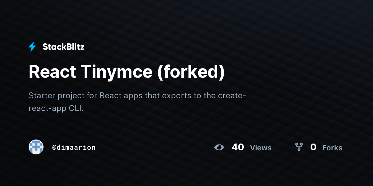 React Tinymce (forked) - StackBlitz