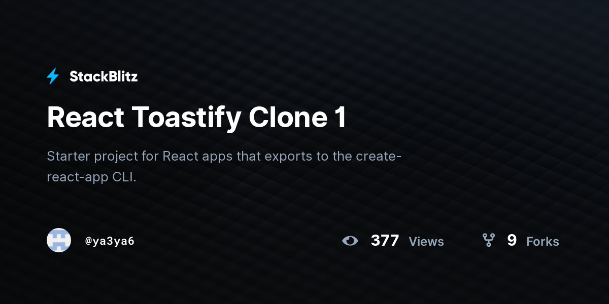 React Toastify Clone 1 - StackBlitz React Toastify Clone 1 - StackBlitz