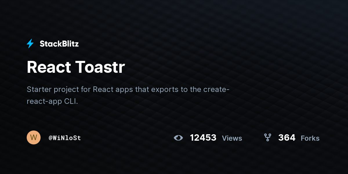 React Toastr - StackBlitz React Toastr - StackBlitz