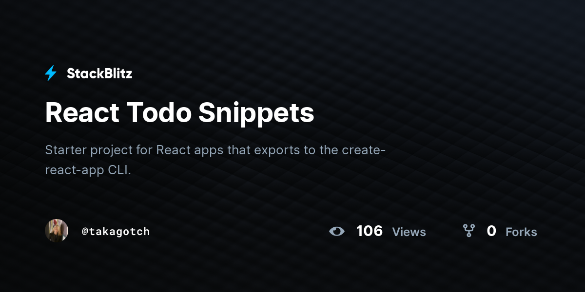 React Todo Snippets - StackBlitz React Todo Snippets - StackBlitz