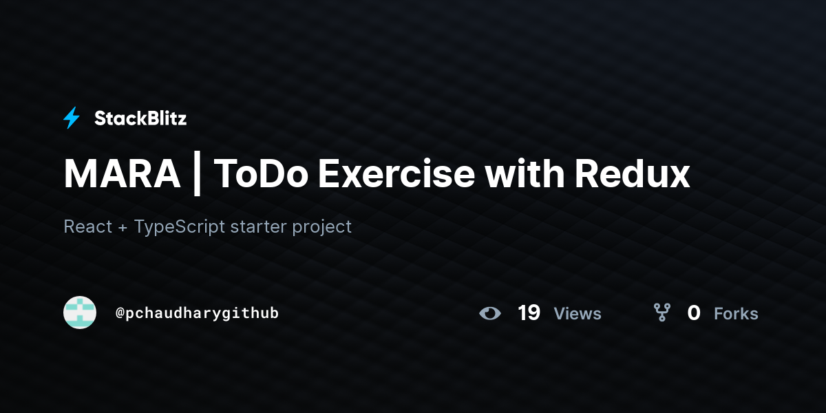 MARA | ToDo Exercise with Redux - StackBlitz MARA | ToDo Exercise with Redux - StackBlitz