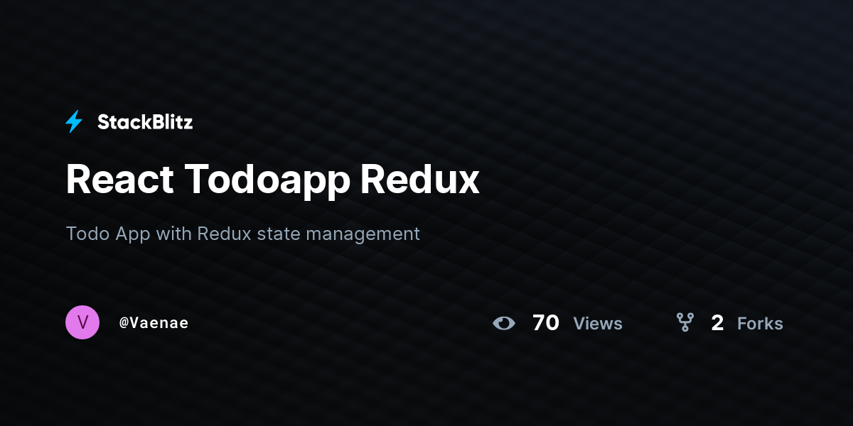 React Todoapp Redux Stackblitz