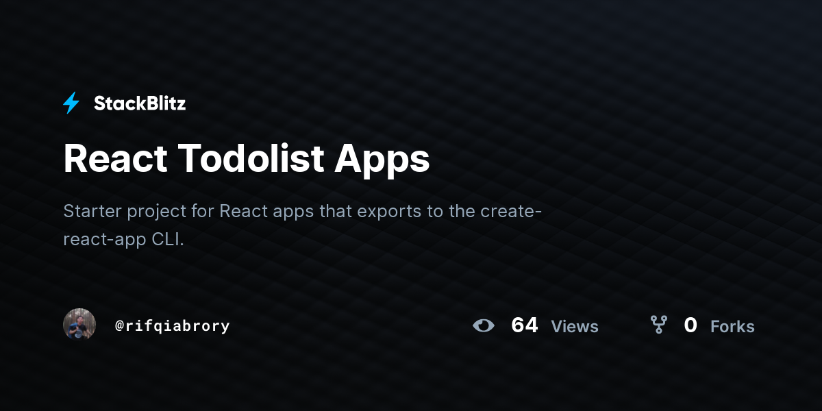 React Todolist Apps Stackblitz