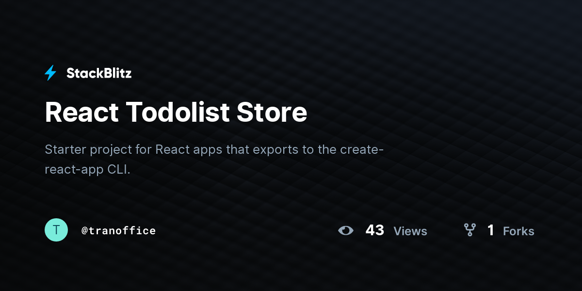 React Todolist Store - StackBlitz