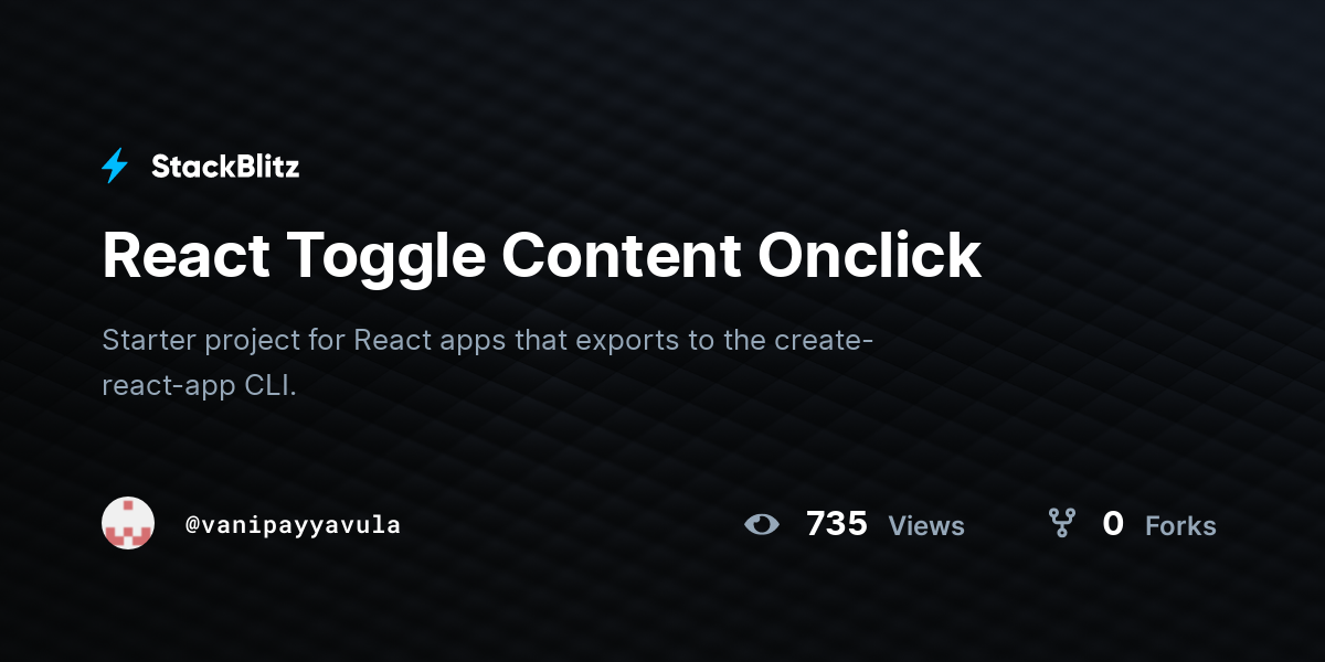 React Toggle Content Onclick - StackBlitz