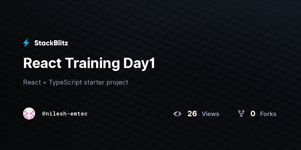 React Training Day1 Stackblitz 