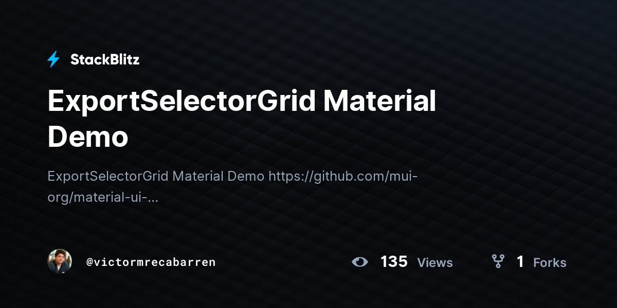 ExportSelectorGrid Material Demo - StackBlitz