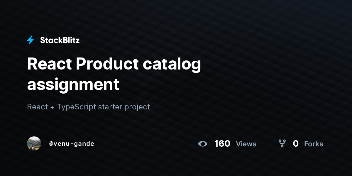 React Product catalog assignment - StackBlitz