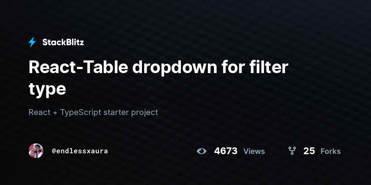 React-Table dropdown for filter type - StackBlitz