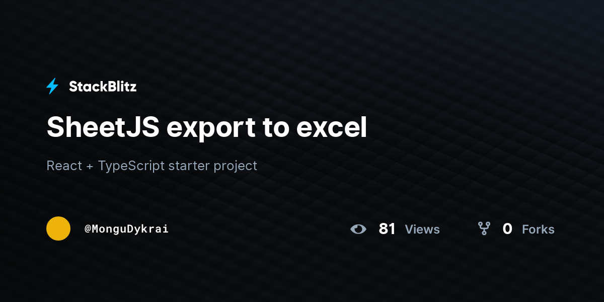 SheetJS export to excel - StackBlitz