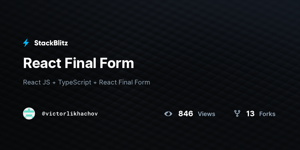 React Final Form - StackBlitz