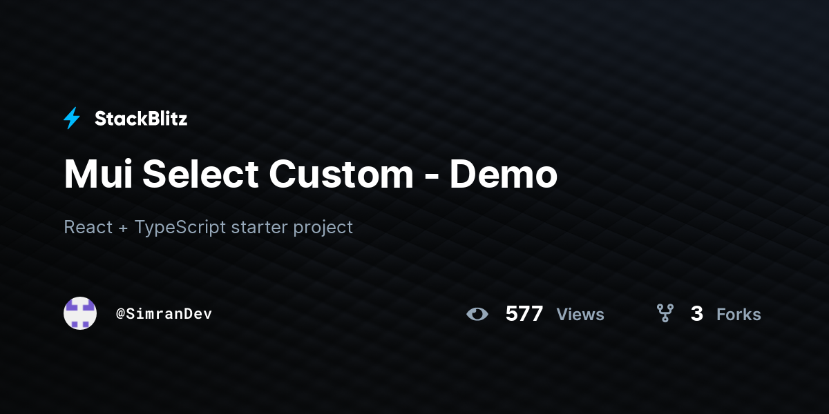 Mui Select Custom - Demo - StackBlitz