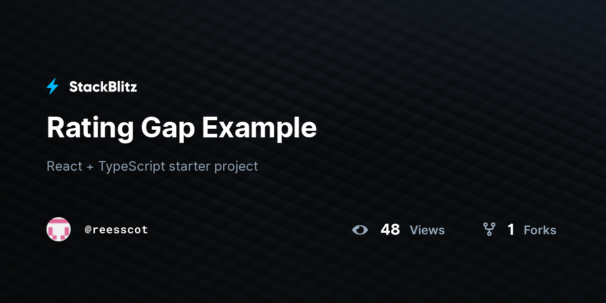 Rating Gap Example - StackBlitz Rating Gap Example - StackBlitz