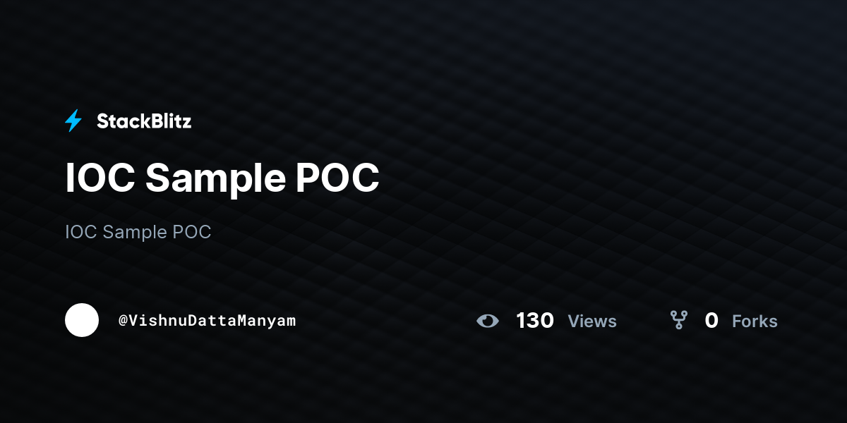 IOC Sample POC - StackBlitz IOC Sample POC - StackBlitz