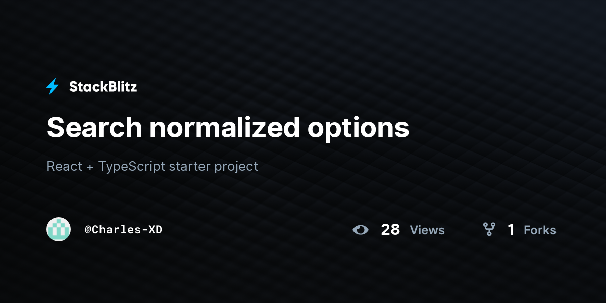 Search normalized options - StackBlitz