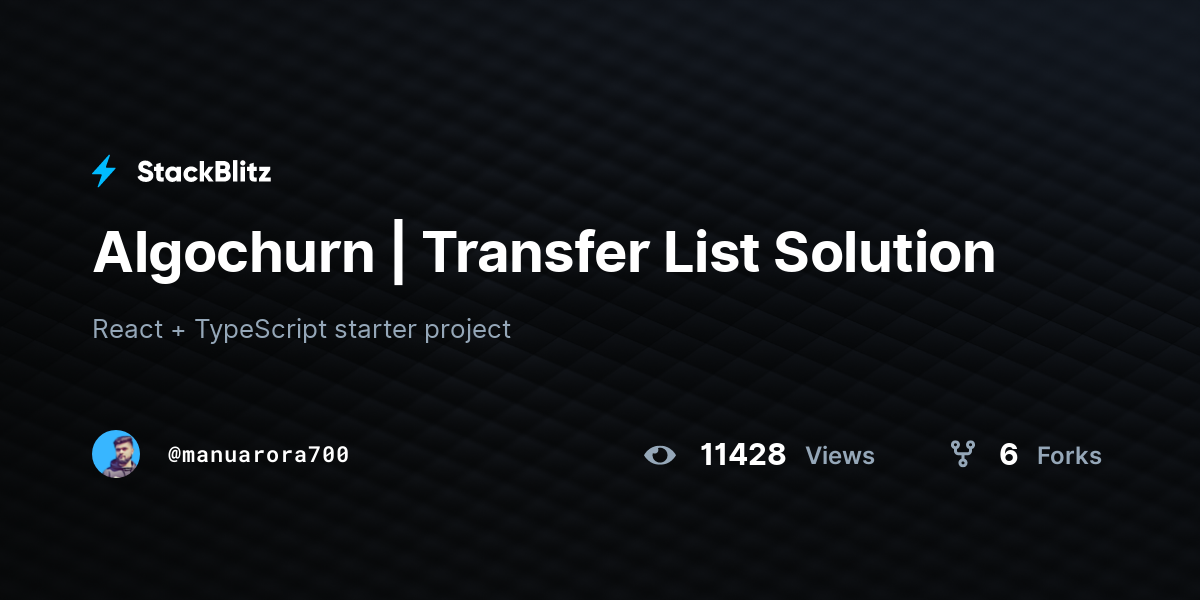 Algochurn | Transfer List Solution - StackBlitz