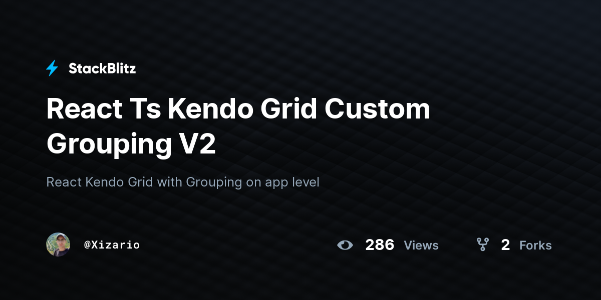 React Ts Kendo Grid Custom Grouping V2 - StackBlitz React Ts Kendo Grid Custom Grouping V2 - StackBlitz