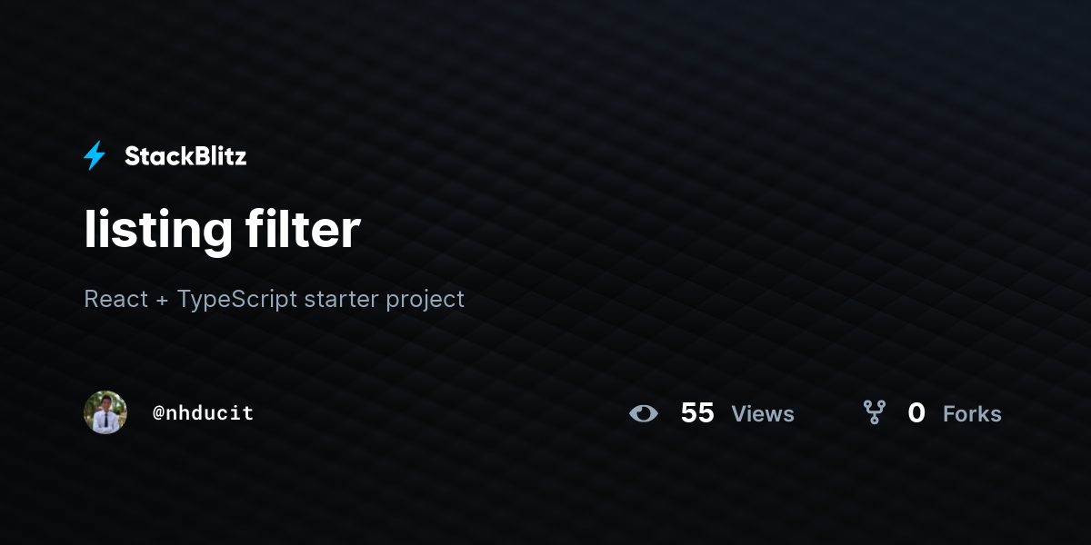 Listing Filter Stackblitz