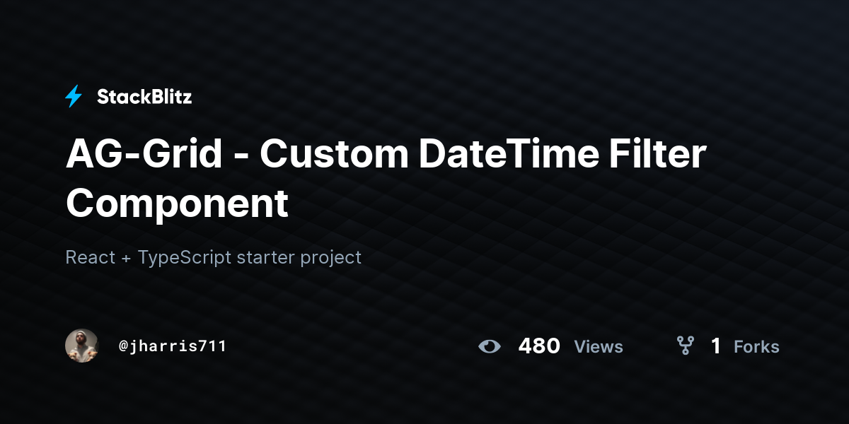 AG-Grid - Custom DateTime Filter Component - StackBlitz