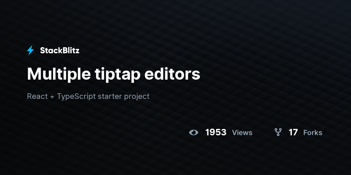 Multiple tiptap editors - StackBlitz