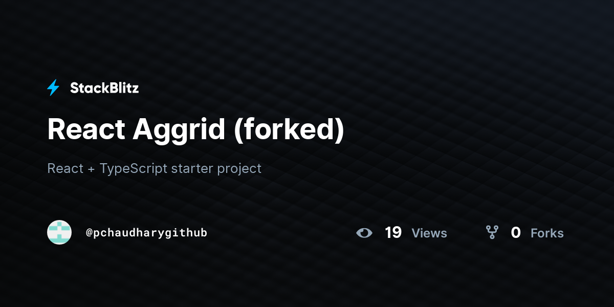 React Aggrid Forked Stackblitz