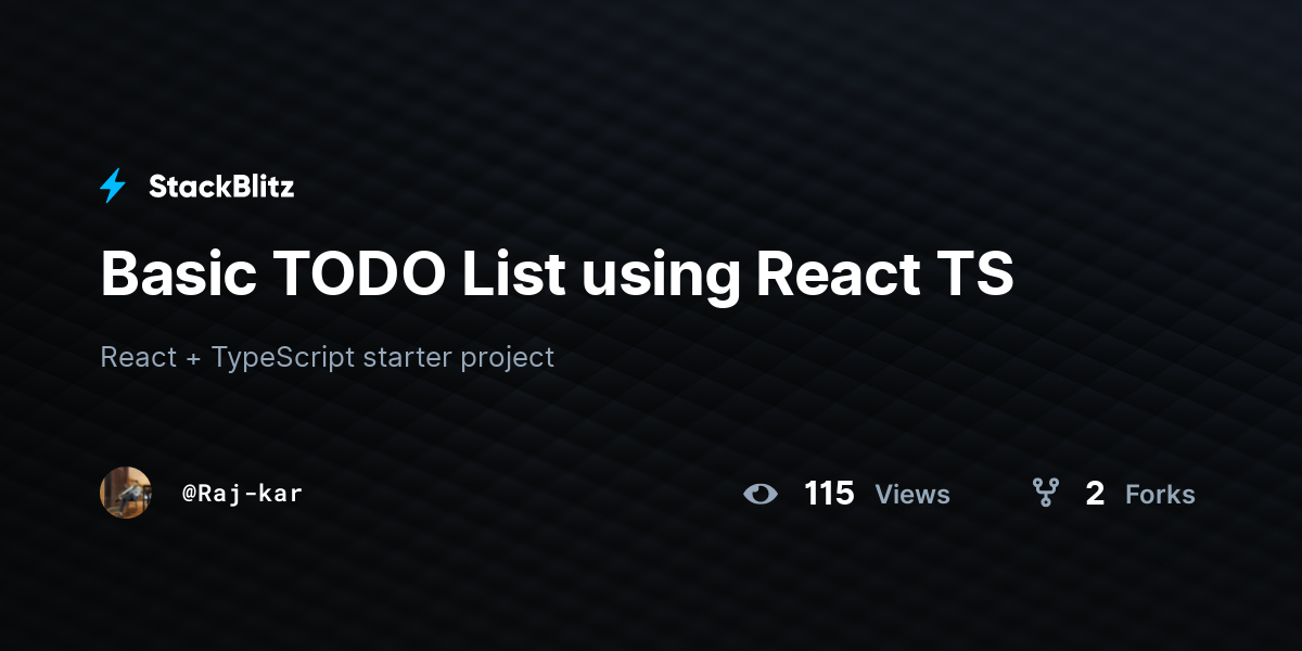 Basic TODO List using React TS - StackBlitz