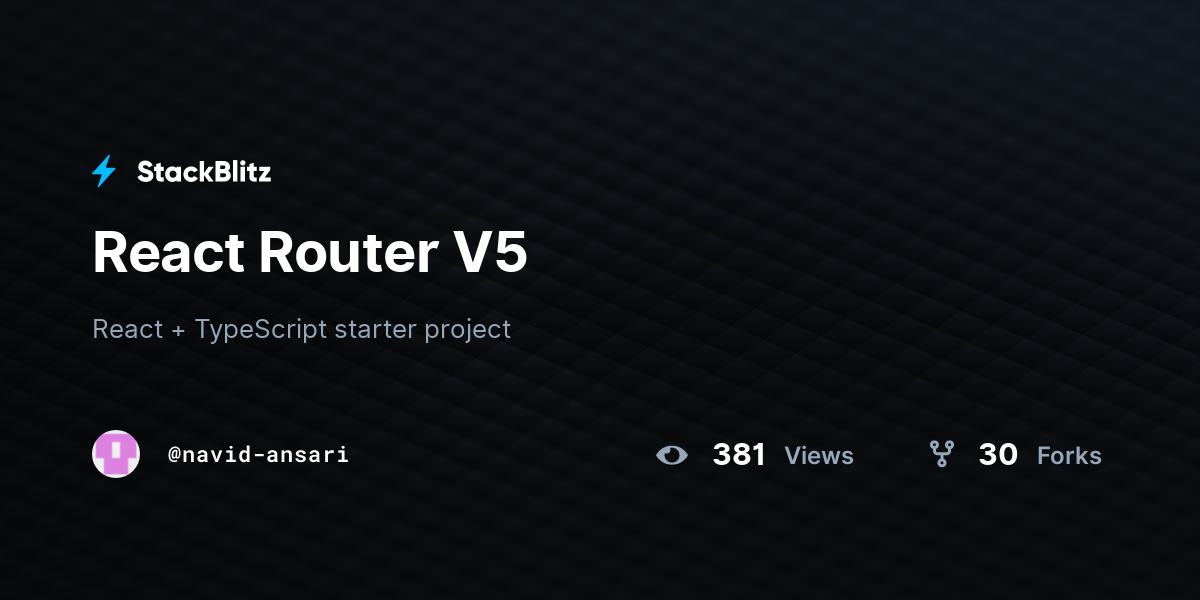 React Router V5 - StackBlitz