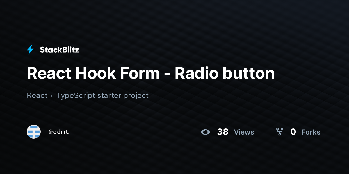 React Hook Form - Radio button - StackBlitz