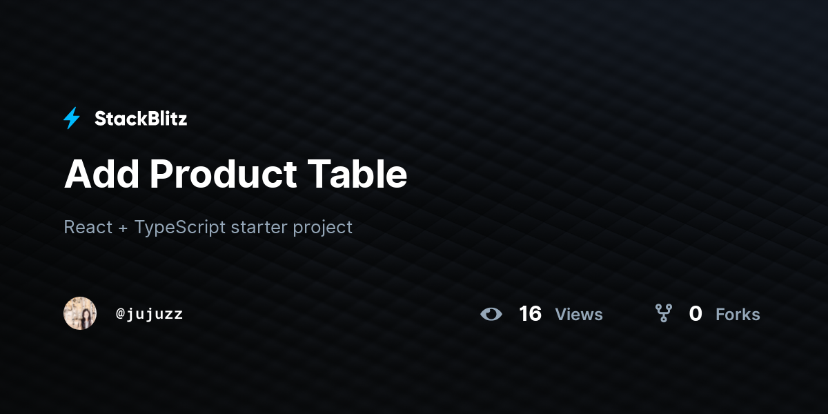 Add Product Table - StackBlitz