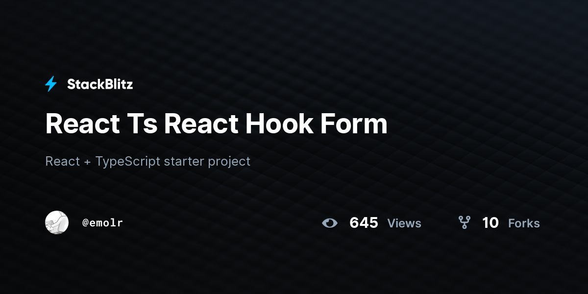 React Ts React Hook Form - StackBlitz