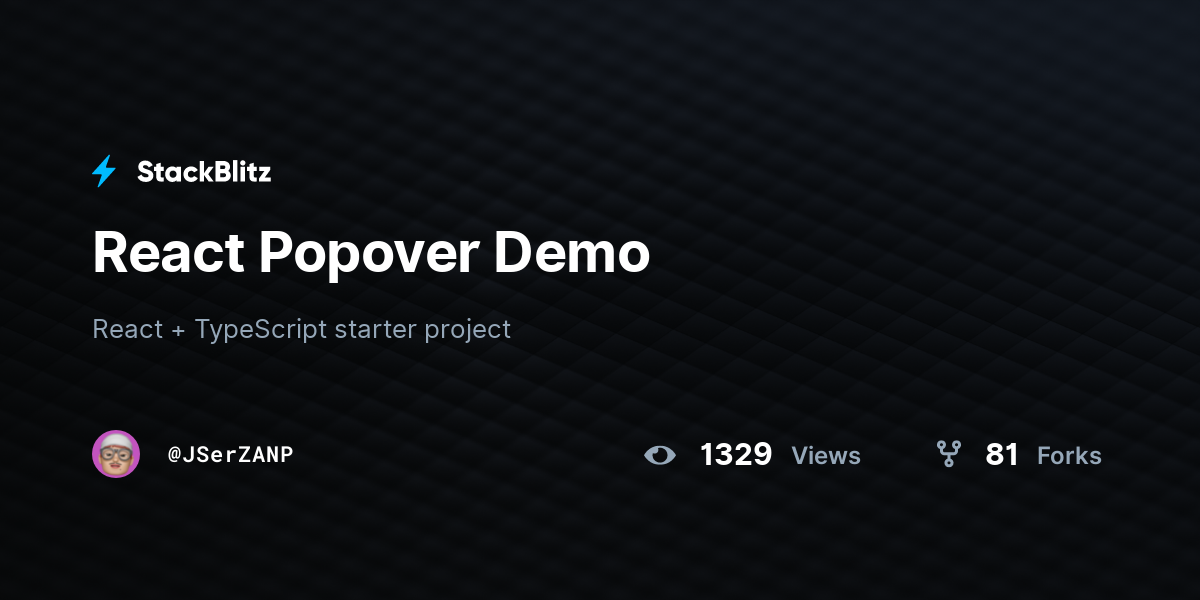 React Popover Demo - StackBlitz