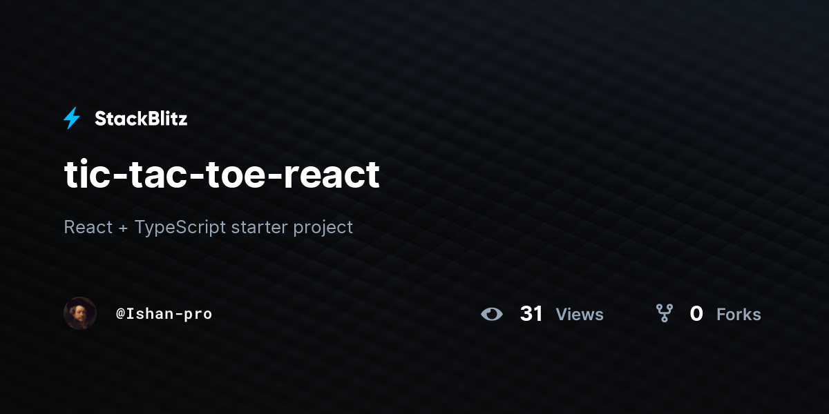 Tic Tac Toe React Stackblitz