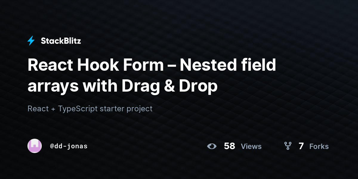 React Hook Form – Nested field arrays with Drag & Drop - StackBlitz