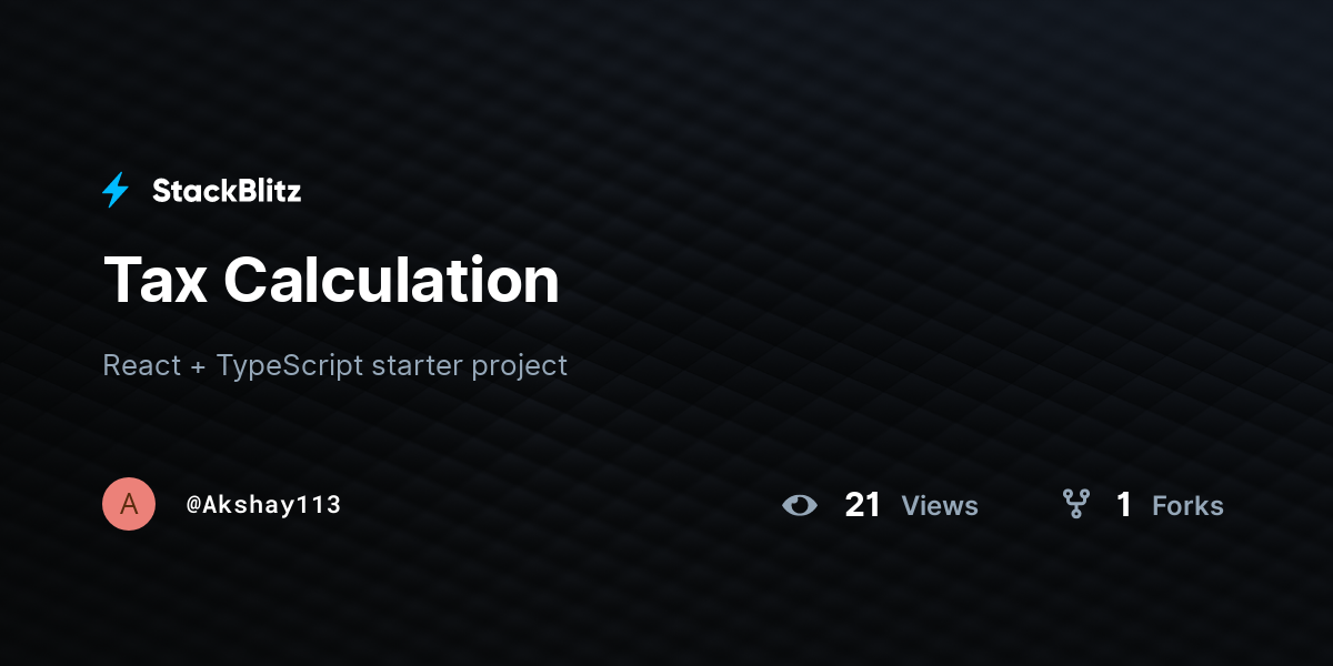 Tax Calculation - StackBlitz