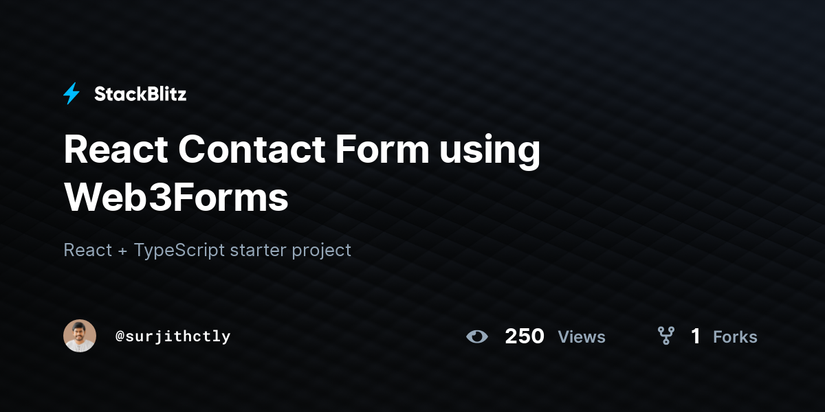 React Contact Form using Web3Forms - StackBlitz React Contact Form using Web3Forms - StackBlitz
