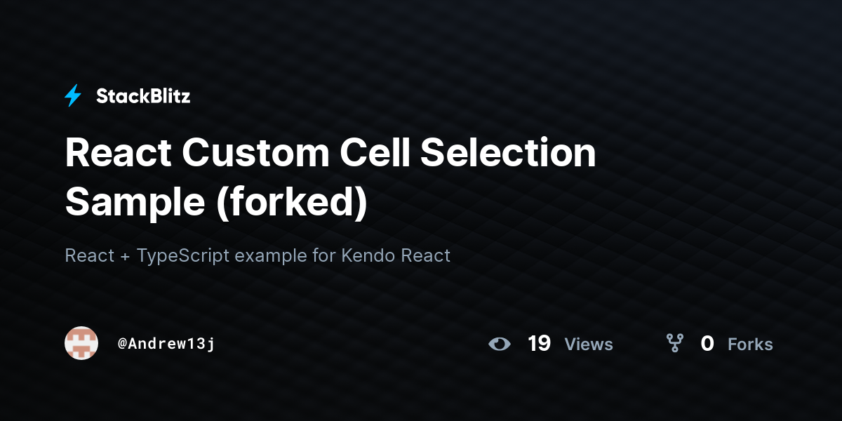 React Custom Cell Selection Sample (forked) - StackBlitz React Custom Cell Selection Sample (forked) - StackBlitz