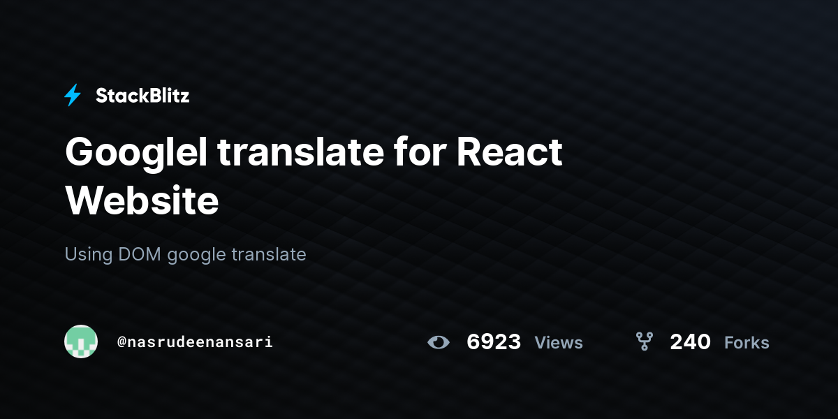 Googlel translate for React Website - StackBlitz