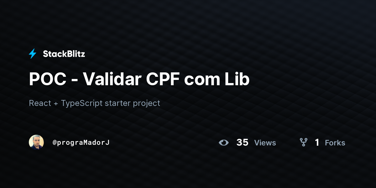 POC - Validar CPF com Lib - StackBlitz