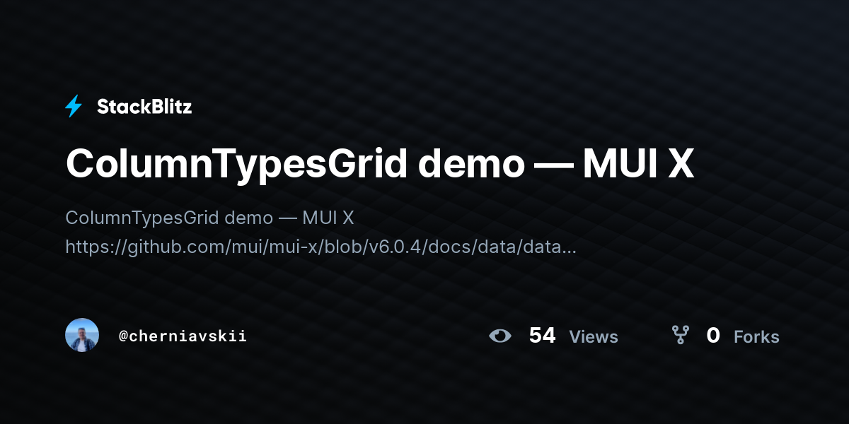 ColumnTypesGrid demo — MUI X - StackBlitz