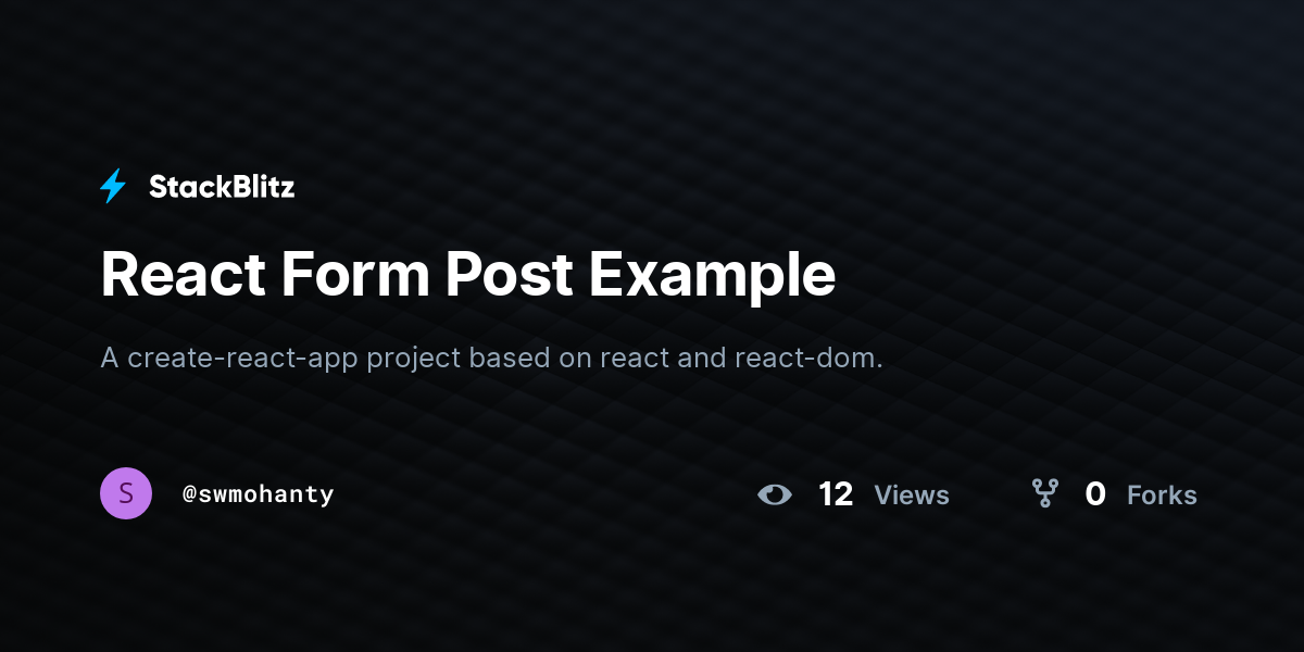 React Form Post Example - StackBlitz