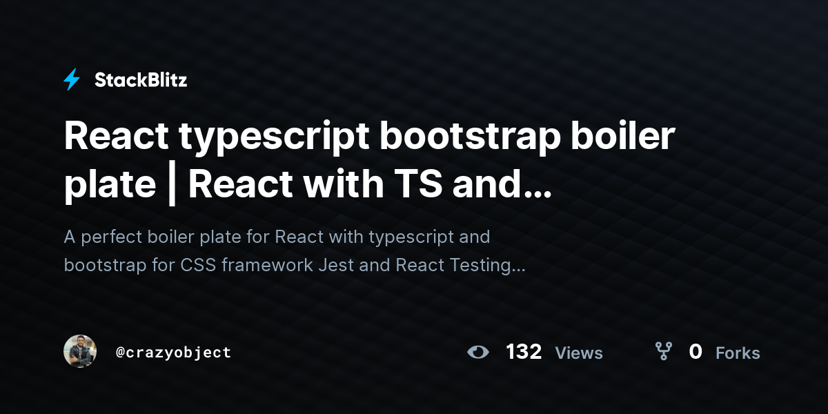 React Typescript Bootstrap Boiler Plate React With Ts And Bootstrap Jest Testing Library