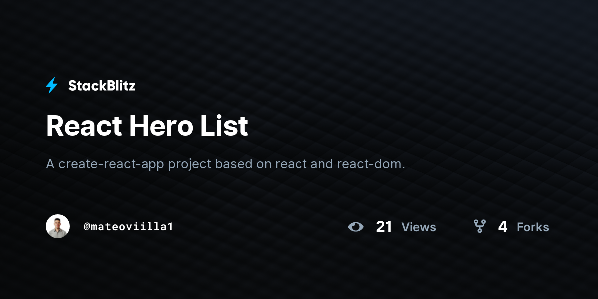 React Hero List - StackBlitz