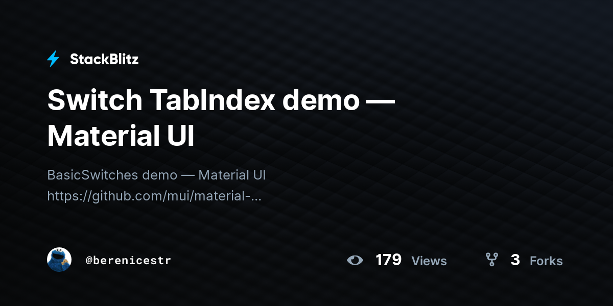 Switch TabIndex demo — Material UI - StackBlitz