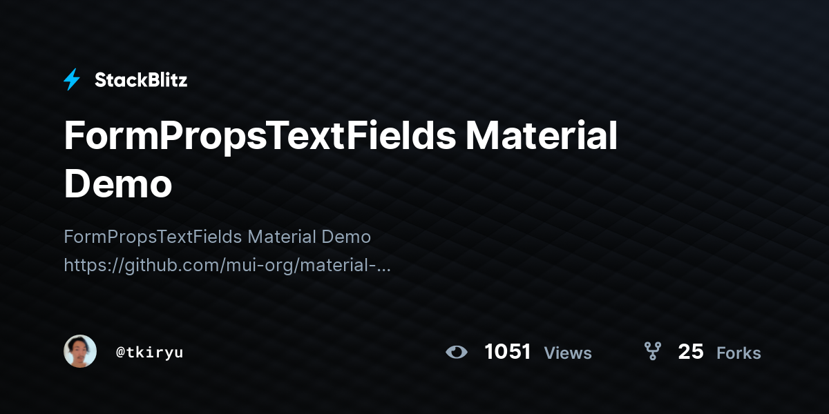 FormPropsTextFields Material Demo - StackBlitz