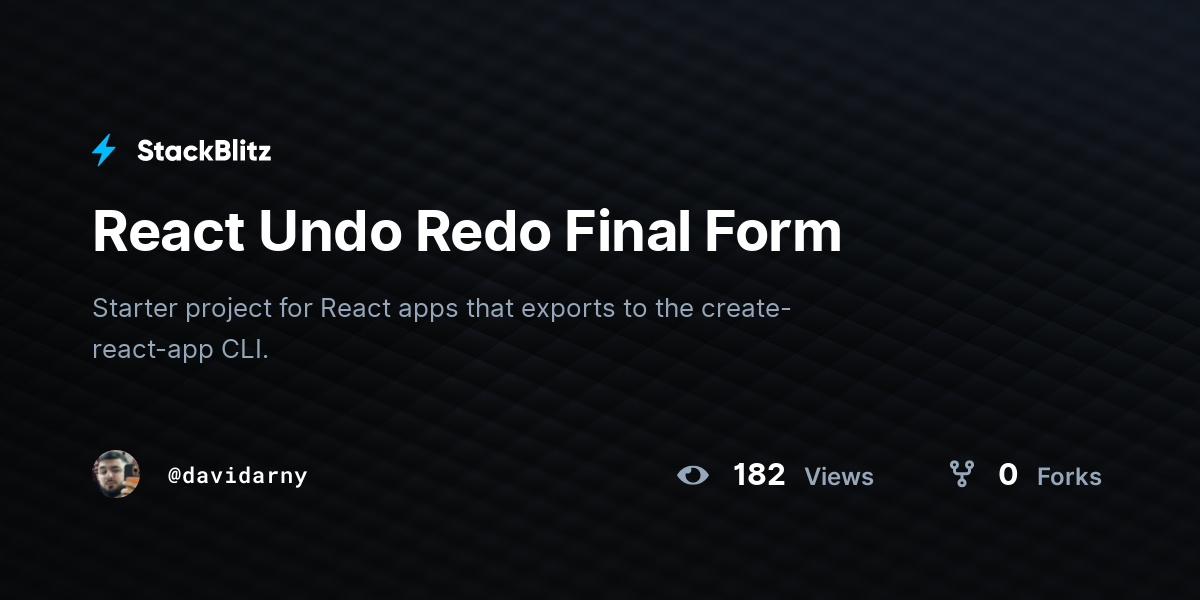 React Undo Redo Final Form - StackBlitz