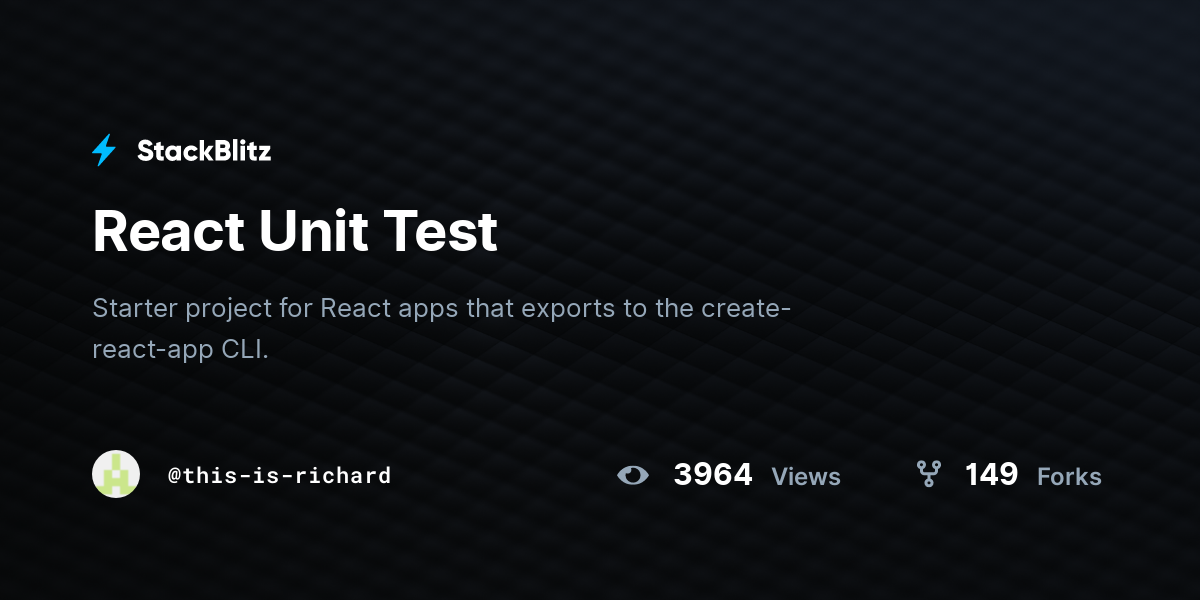 React Unit Test - StackBlitz