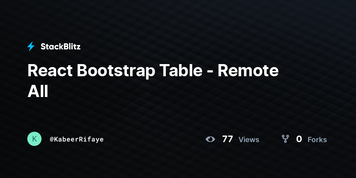 React Bootstrap Table Remote All Stackblitz