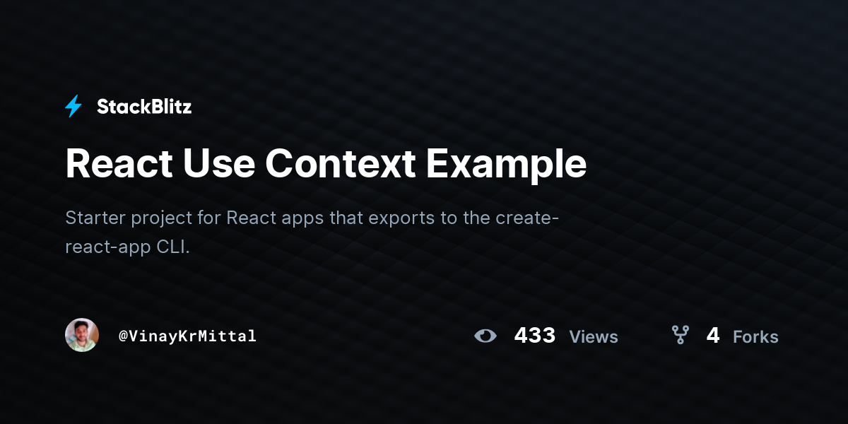 React Use Context Example - StackBlitz