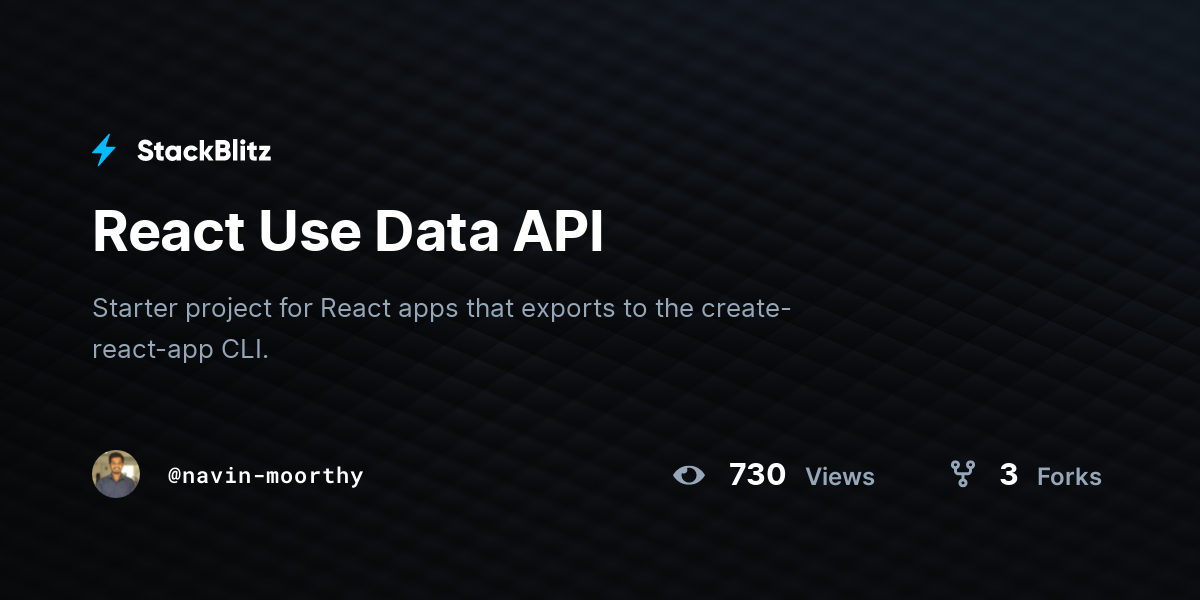 React Use Data API - StackBlitz